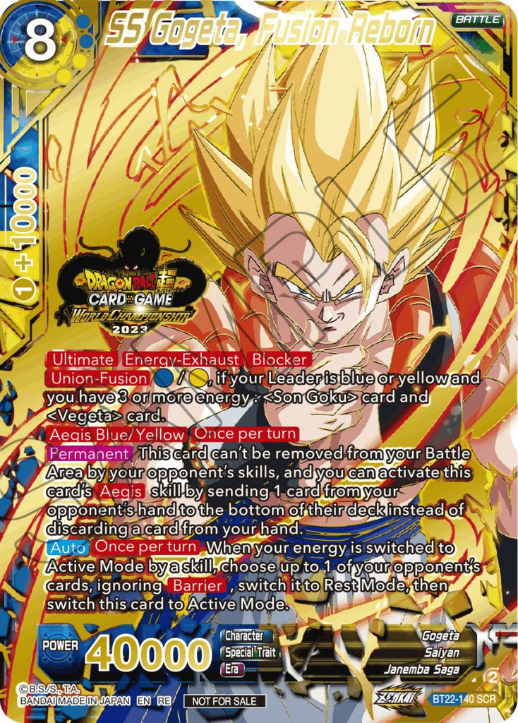 SS Gogeta, Fusion Reborn (2023 World Championship Stamp) (BT22-140) [T