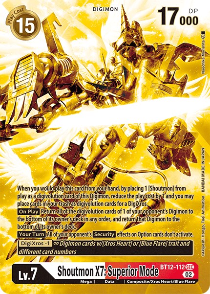 Shoutmon X7: Superior Mode [BT12-112] (Alternate Art - Gold) [Across T